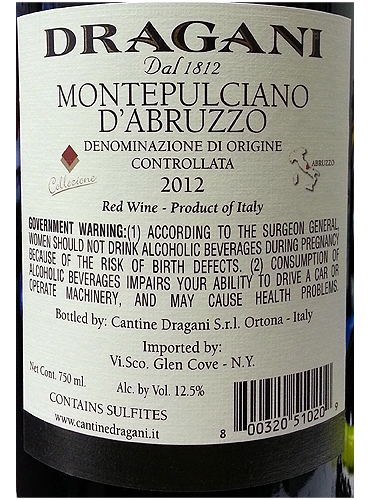 MONTEPULCIANO D ABRUZZO DRAGANI COLLEZIONE DOC 12X750ML